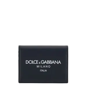 Dolce & Gabbana Dolce Gabbana Logo Printed Foldover Top Wallet - Black