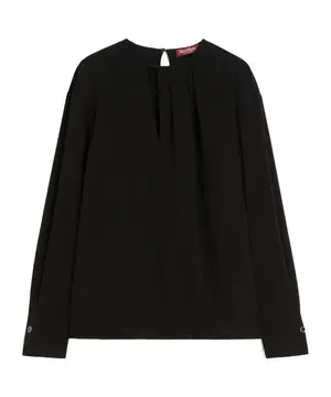 Max Mara Cady Blouse With Long Sleeves And Button Back Closure - Black