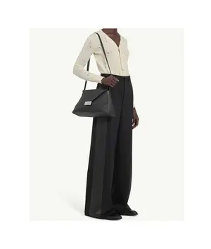 MAISON MARGIELA Wide-leg Wool Blend Trousers With Satin Side Panels