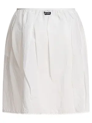 Miu Miu Slubbed Poplin Skirt With Lace Trim