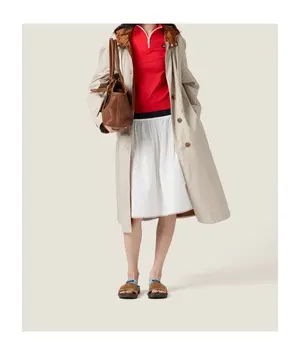 Miu Miu Slubbed Poplin Skirt With Lace Trim