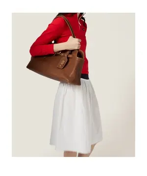 Miu Miu Slubbed Poplin Skirt With Lace Trim
