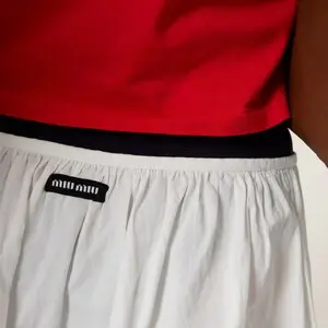 Miu Miu Slubbed Poplin Skirt With Lace Trim