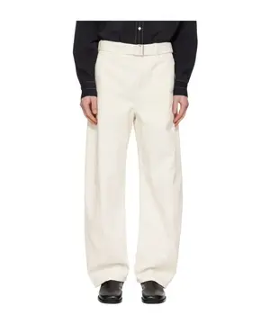 LEMAIRE Twisted Belted Straight-leg Trousers - White