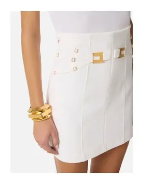 Elisabetta Franchi High-waisted Mini Skirt With Gold Logo Plaque