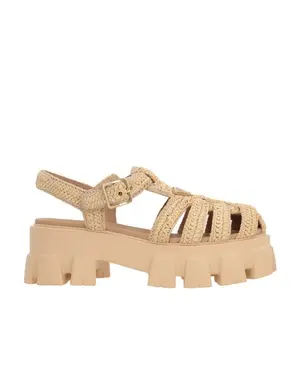 Prada Logo Plaque Caged Heeled Sandals