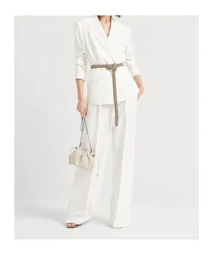 Brunello Cucinelli Fluid Twill Loose Pleated Trousers