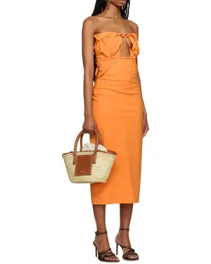 Jacquemus Lace Detail Strapless Midi Dress