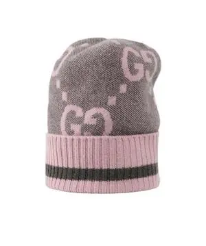 Gucci Monogram Knitted Beanie - Gray