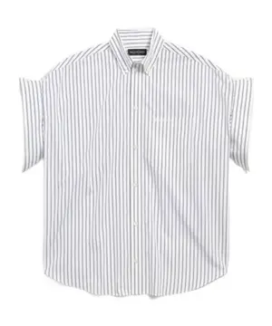Balenciaga Tucked Short-sleeve Shirt - White/blue