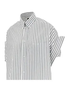 Balenciaga Tucked Short-sleeve Shirt - White/blue
