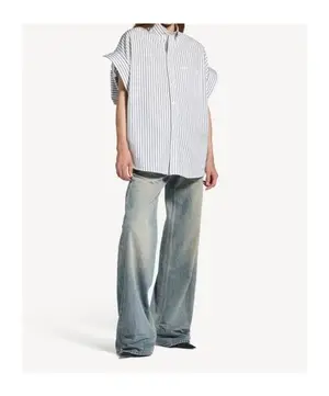 Balenciaga Tucked Short-sleeve Shirt - White/blue