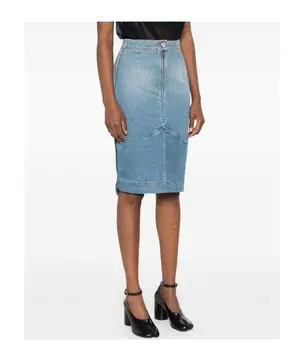 VIVIENNE WESTWOOD Orb Logo Embroidered Asymmetric Denim Skirt