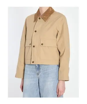Burberry Rib Velvet Collared Cropped Jacket