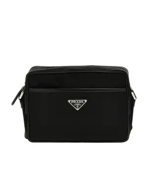 Prada Triangle Logo Shoulder Bag - Black