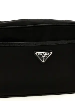 Prada Triangle Logo Shoulder Bag - Black