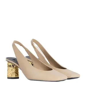 Givenchy Tape Slingback Pumps In Calfskin Leather - Beige