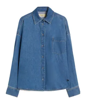 Max Mara Denim Shirt With Butterfly Embroidery - Navy Blue