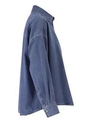 Max Mara Denim Shirt With Butterfly Embroidery - Navy Blue