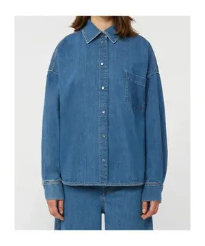 Max Mara Denim Shirt With Butterfly Embroidery - Navy Blue