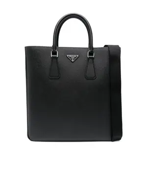 Prada Logo Open-top Tote Bag - Black