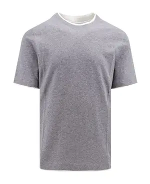 Brunello Cucinelli Layered-effect Crewneck T-shirt - Grey