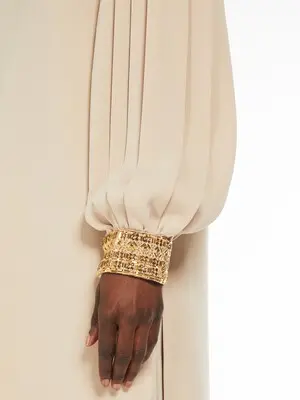 Max Mara Crewneck Pleated Top With Embellished Cuffs