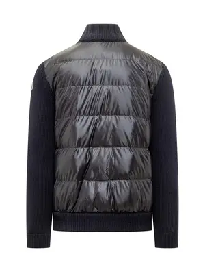 Moncler Zip-up Cardigan With Ribbed Trim And Pockets