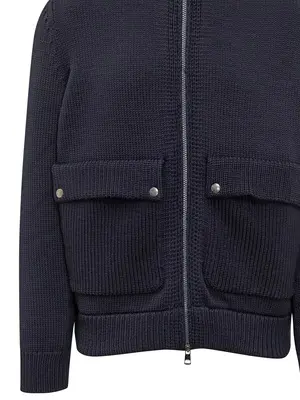Moncler Zip-up Cardigan With Ribbed Trim And Pockets