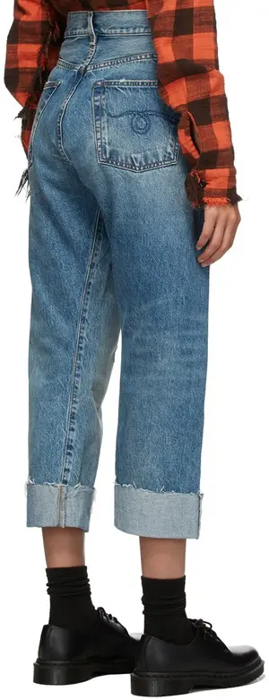 R13 Crossover Cropped Jeans - Blue