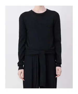 LEMAIRE Trompe L'oeil Crewneck Jumper With Wool Straps - Anthracite