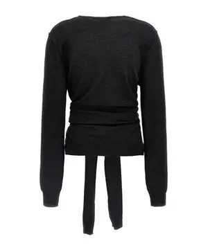 LEMAIRE Trompe L'oeil Crewneck Jumper With Wool Straps - Anthracite