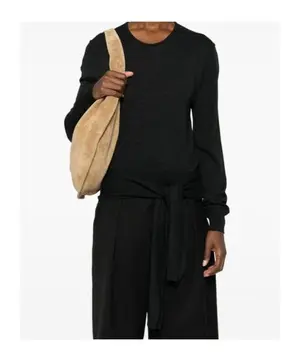 LEMAIRE Trompe L'oeil Crewneck Jumper With Wool Straps - Anthracite