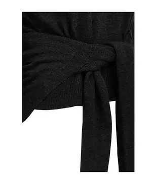 LEMAIRE Trompe L'oeil Crewneck Jumper With Wool Straps - Anthracite