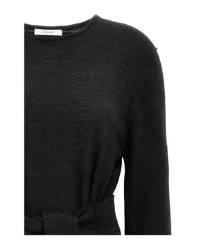 LEMAIRE Trompe L'oeil Crewneck Jumper With Wool Straps - Anthracite