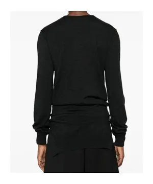 LEMAIRE Trompe L'oeil Crewneck Jumper With Wool Straps - Anthracite
