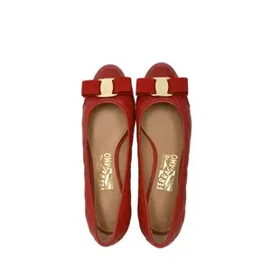 FERRAGAMO Quilted Bow Detail High Heel Pumps - Red