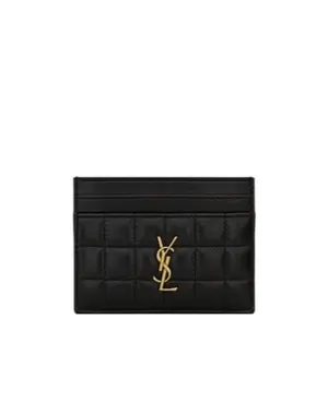 Saint Laurent Cassandre Matelassé Card Case - Black