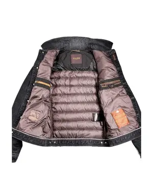 MOORER Quilted Denim Down Jacket - Black