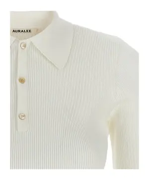 Auralee Short-sleeved Knit Polo Shirt