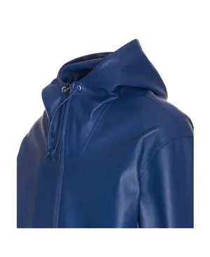 Bottega Veneta Zip Hooded Leather Jacket