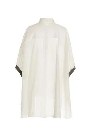 Brunello Cucinelli Sheer Striped Shirt With Embellished Cuffs