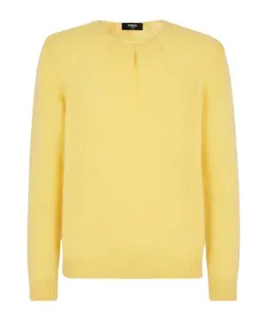 Fendi Long Sleeved Crewneck Knitted Jumper - Yellow