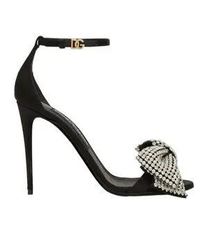 Dolce & Gabbana Embellished Dg Logo Sandals With Bow Detailing