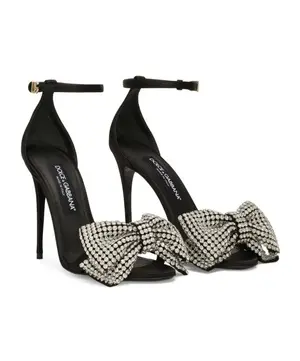 Dolce & Gabbana Embellished Dg Logo Sandals With Bow Detailing