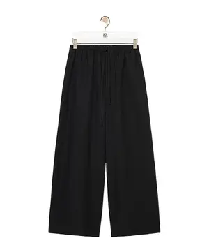 Loewe Cropped Trousers With Elasticated Waist And Drawstring - Black