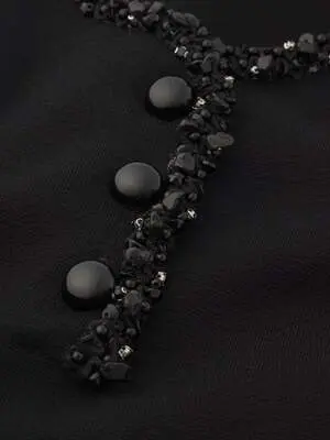 FRAME Beaded Trim Round Neck Short Sleeve Dress