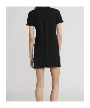 FRAME Beaded Trim Round Neck Short Sleeve Dress
