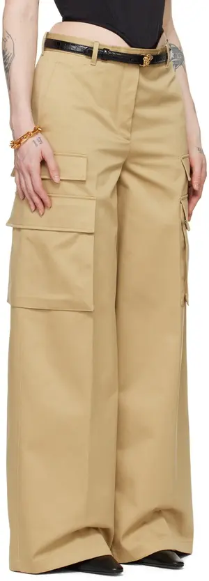 Versace High-waisted Wide-leg Cargo Trousers - Nude