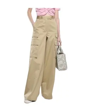 Versace High-waisted Wide-leg Cargo Trousers - Nude